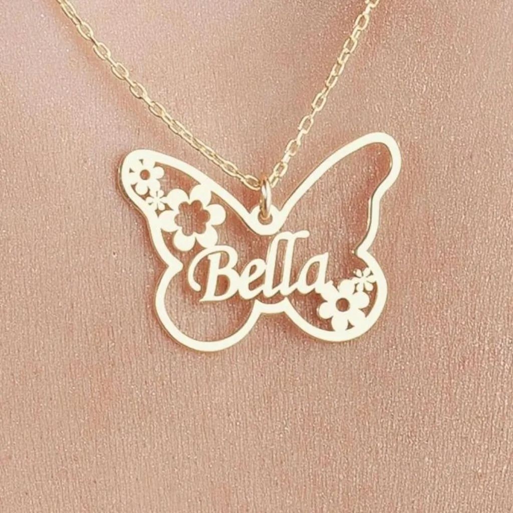Personalized Butterfly and Flower Name Necklace – shazanee